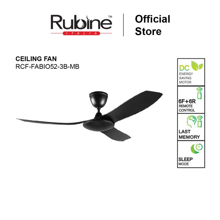 Rubine RCF-FABIO52-3B Remote Control Ceiling Fan / 52 Inch / 3 Blades ...