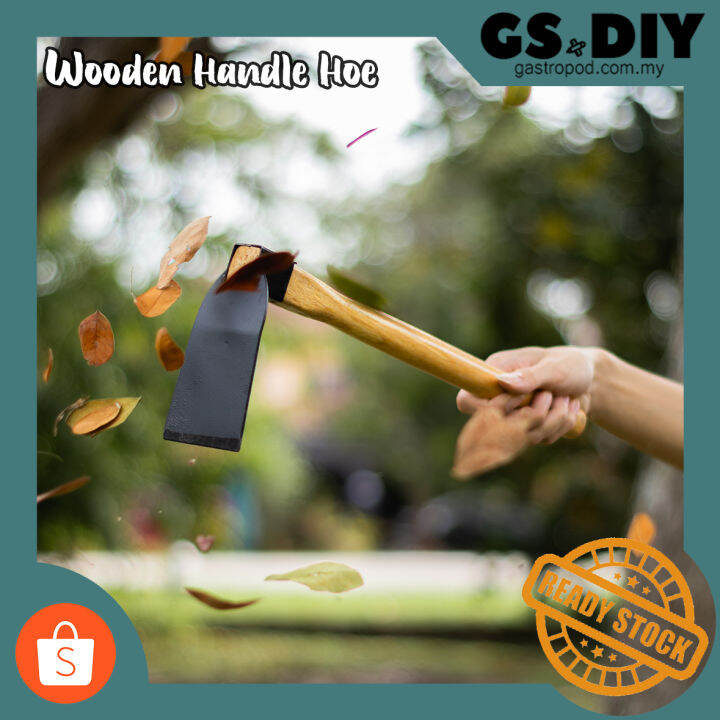 14.5" Cangkul Kayu Kecil Mini Metal Hoe 💯WITH WOOD HANDLE Cangkul Hulu ...
