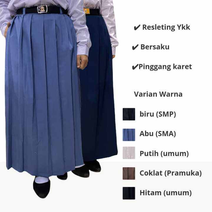 Rok SMP / SMA Panjang Warna Merah , Putih , Hitam , & Coklat Pramuka ...