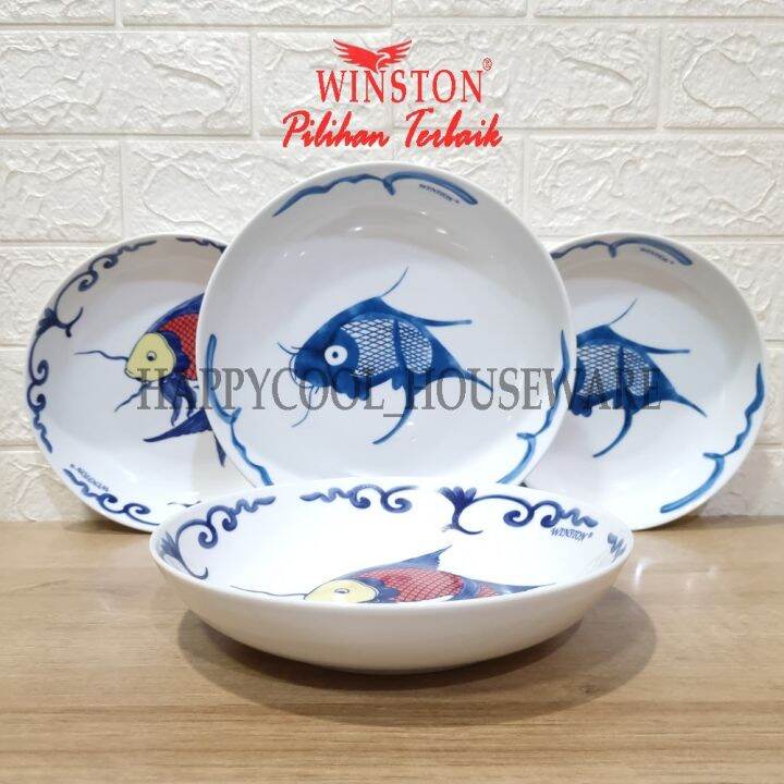 WINSTON Piring Keramik 8,25IN Ikan Lontar Biru /Piring Buah /Piring ...