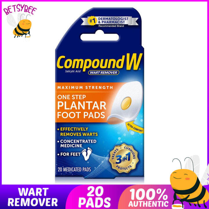 Compound W Maximum Strength One Step Plantar Wart Remover Foot Pads 20 ...