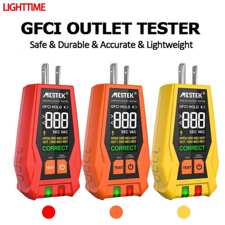 St06 Digital Socket Tester Gfci Outlet Test 120v Us Plug Voltage Lcd Display Va Reverse Display