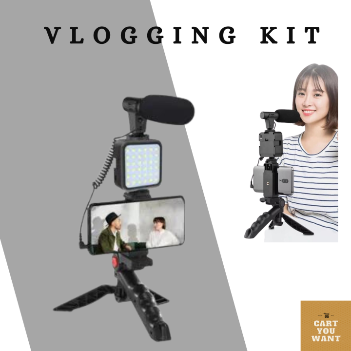 Vlogging Kit - Phone Vlog Kit with Tripod Mic LED Light for vlogger ...
