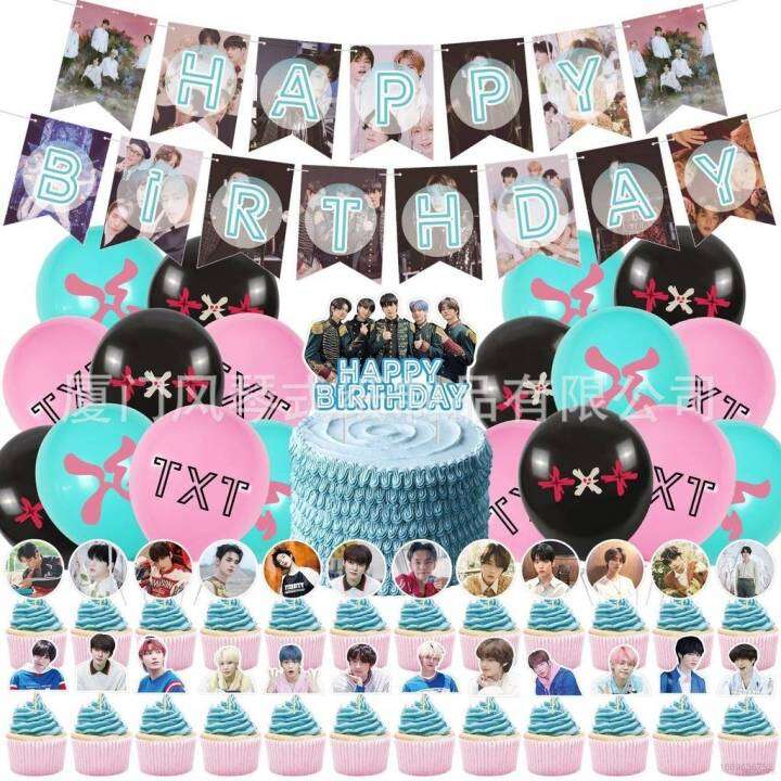 Kira TXT Theme birthday party decorations banner cake topper balloon ...