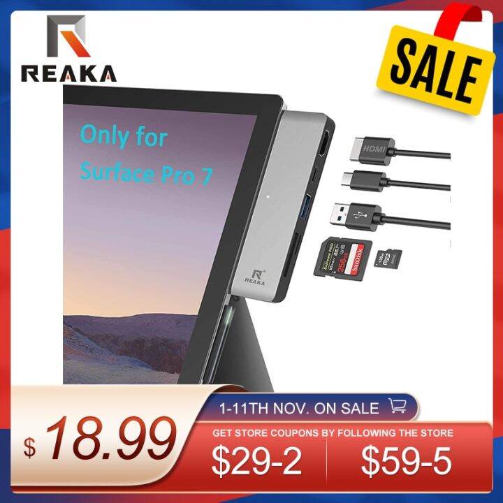 Surface Pro 7 USB C Hub 5-in-2 Surface Pro Adapter Docking Station with ...