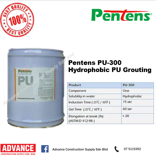 Pentens Waterproofing PU-300 Hydrophobic PU Grouting 【Ready Stock ...
