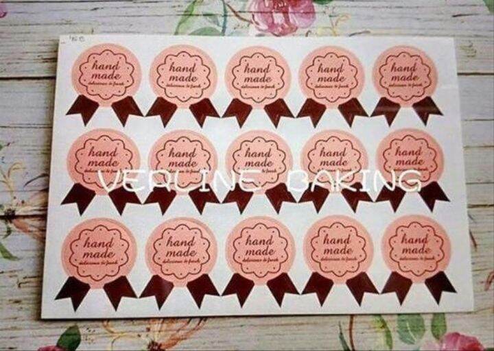 8 LEMBAR STICKER HAND MADE TEMPELAN STICKER KUE BOX STICKER KERTAS ...