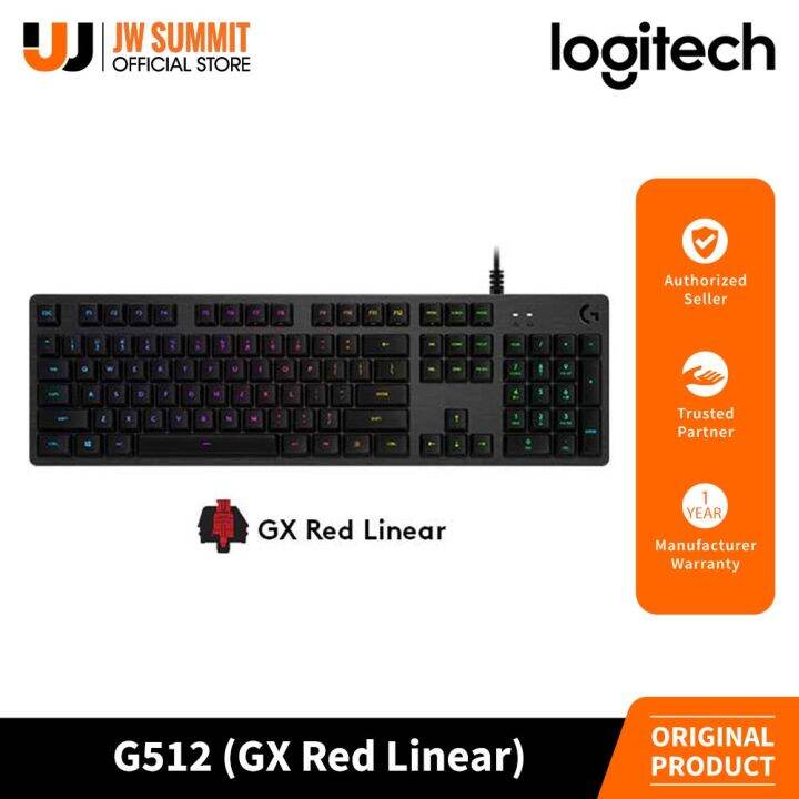 Logitech G512 Carbon GX Red Linear Switch RGB Mechanical Gaming ...