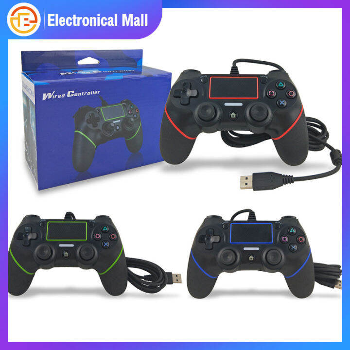 การสั่นสะเทือนแบบมีสายจอยควบคุมเกม USB ใช้งานมืออาชีพ Gamepad PS4สำหรับ ...