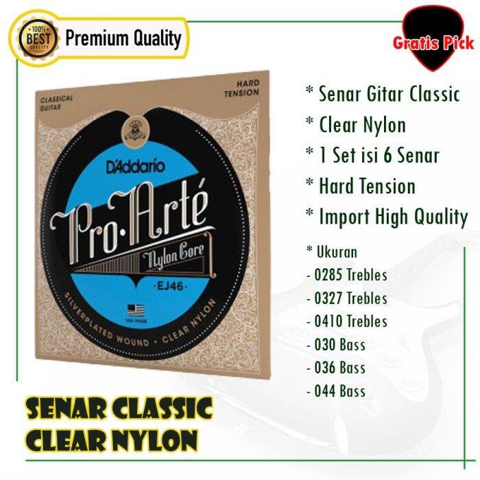 Senar Gitar Classic Nilon Hard Tension EJ46 Daddario Nylon Pro Arte ...