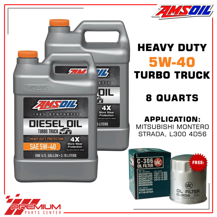 AMSOIL Heavy-Duty Turbo Truck 100% Synthetic Diesel Engine Oil 5W-40 8 ...