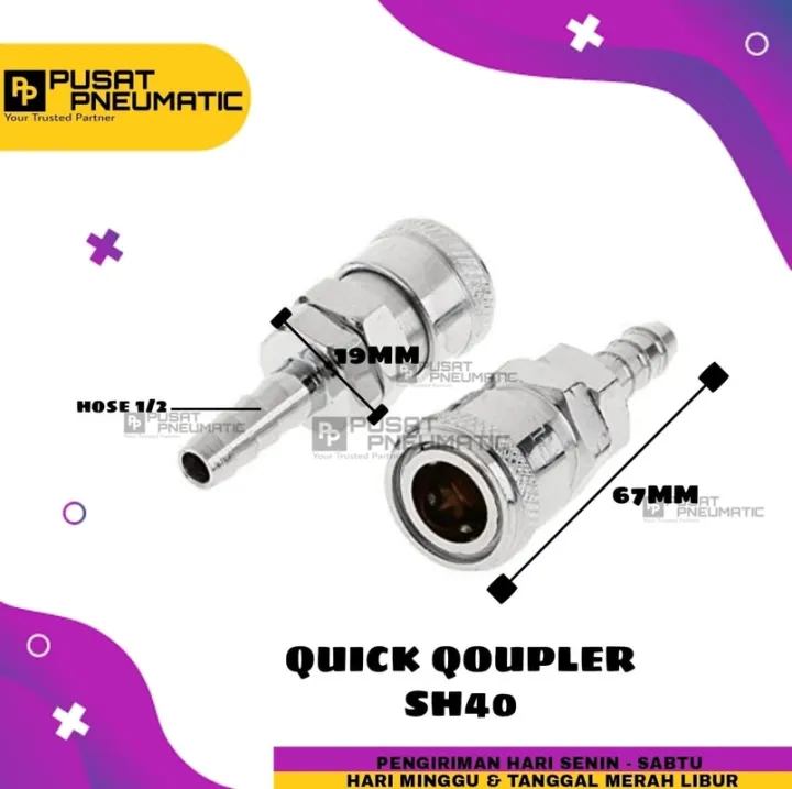 SH 40 Coupler Pneumatic Coupler Angin Quick Coupler Type SH-40 | Lazada ...
