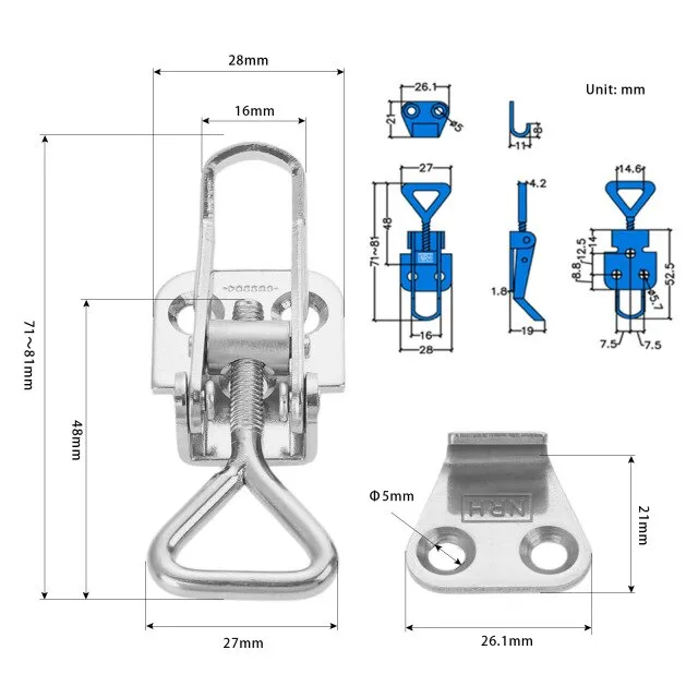 1pc Stainless Steel Latch Clamp Pull Spring Loaded Toggle Case Box ...