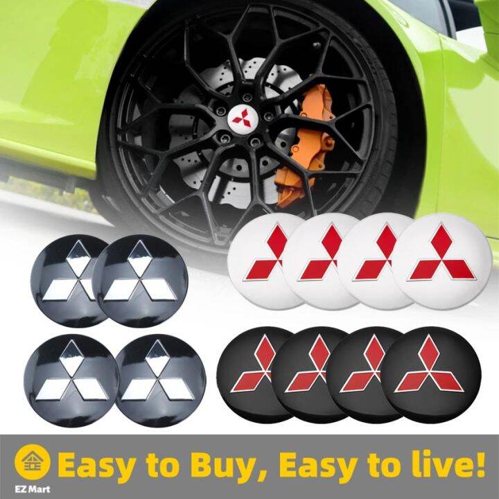 4pcs 56mm Car Wheel Center Hub Cap Carbon Fiber Stickers for Mitsubishi ...