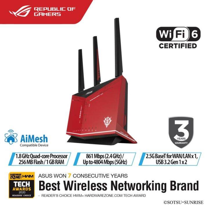 Asus Zaku II Edition Support Dual Band Wifi 6 Gaming Router RT-AX86U ...