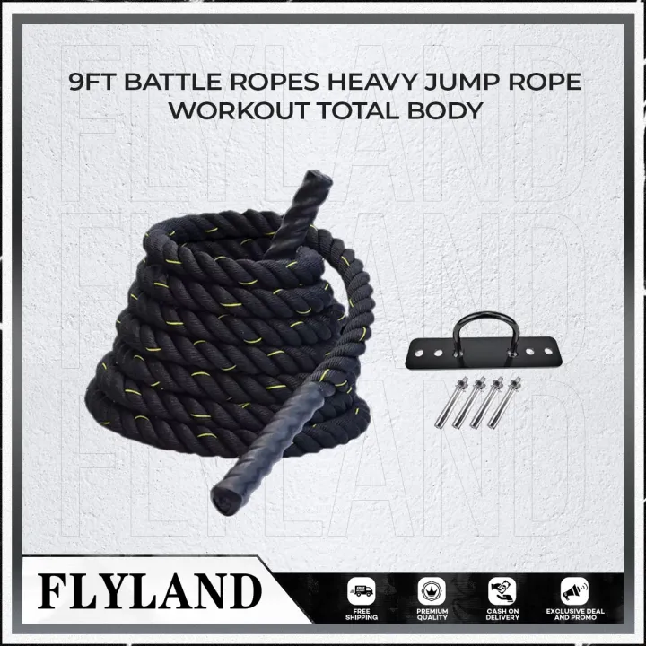 FLYLAND 9ft Battle Ropes Heavy Jump Rope Skipping Rope Workout Total ...