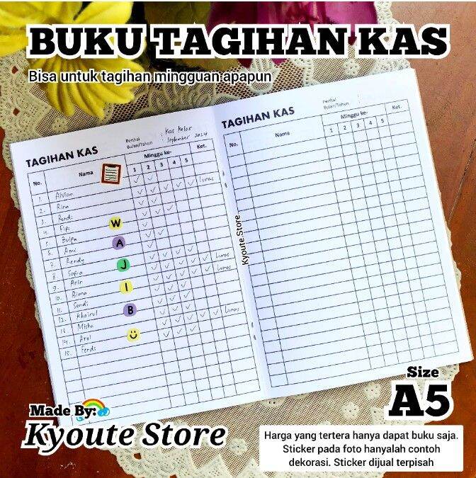Buku Kas Tagihan Mingguan Bulanan Peserta A5 Kyoute Weekly Monthly ...
