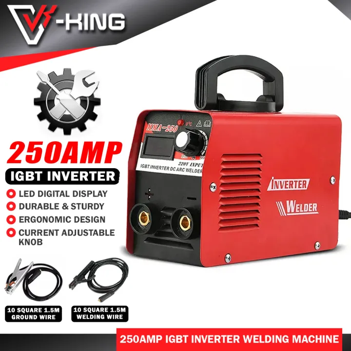 V-KING 250AMP Portable Inverter Welding Machine IGBT 220V Heavy Duty ...