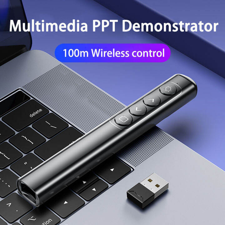 Wireless PPT Presenter Page Turning Pen 100m Remote Control Powerpoint ...
