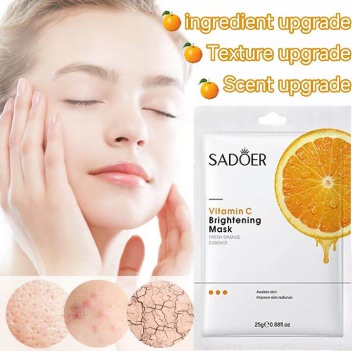 SADOER Vitamin C Brightening mask Fresh Orange Sheet Revitalize the Skin Mositurzing Face Beauty ...
