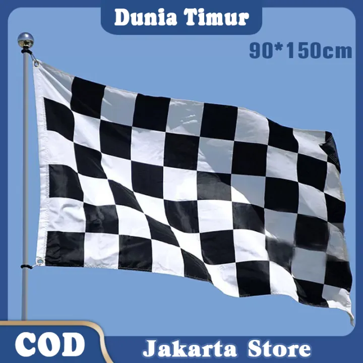 90 X 150cm Bendera Start Finish / Bendera Balap / Bendera Hitam Putih ...