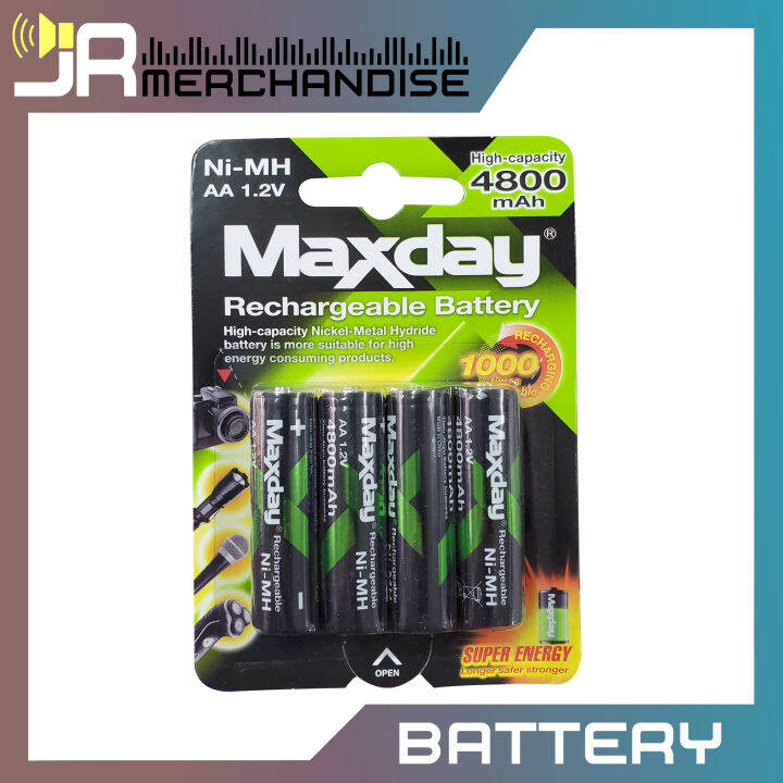 Maxday (MD-4AA) AA Rechargeable Battery 1.2V Ni-MH (4pcs per pack ...