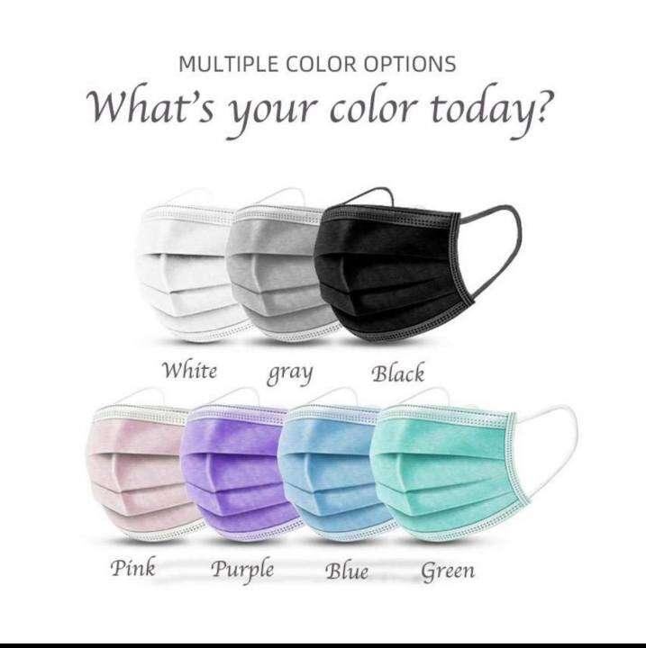 🟡 50pcs High Quality Colored Surgical Face Mask 3ply with Box 7 Colors ...