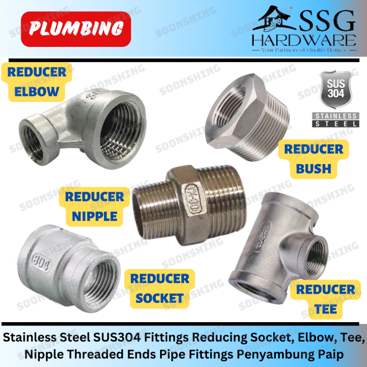 Stainless Steel SUS304 Fittings Reducing Socket, Elbow, Tee, Nipple ...