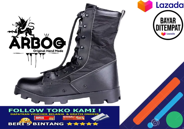 SEPATU BOOT SAFETY PDL COMANDO RADIAL SWAT TNI AD MILITER UJUNG BESI ...