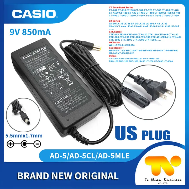 9V 850mA AC/DC Adaptor AD-5 AD-5MR for Casio Casiotone MT400V MT500 ...
