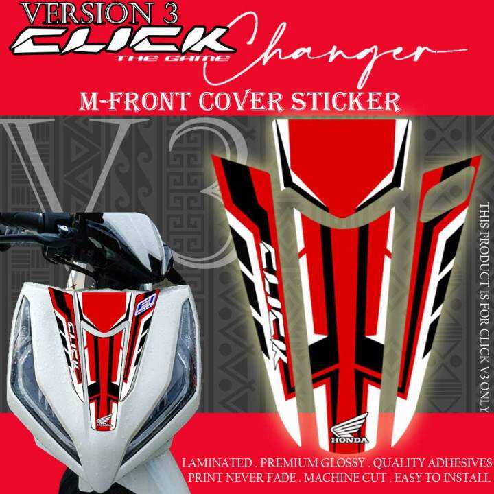 Honda click Version 3 Front decals sticker Printed and machine cut ...