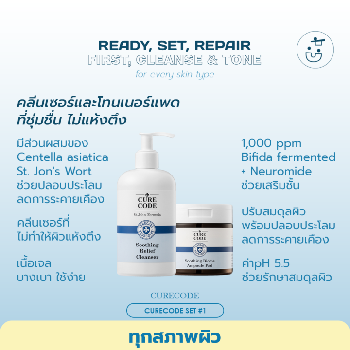 CURECODE BARRIER SET #1 (Soothing Relief Cleanser + Soothing Biome ...