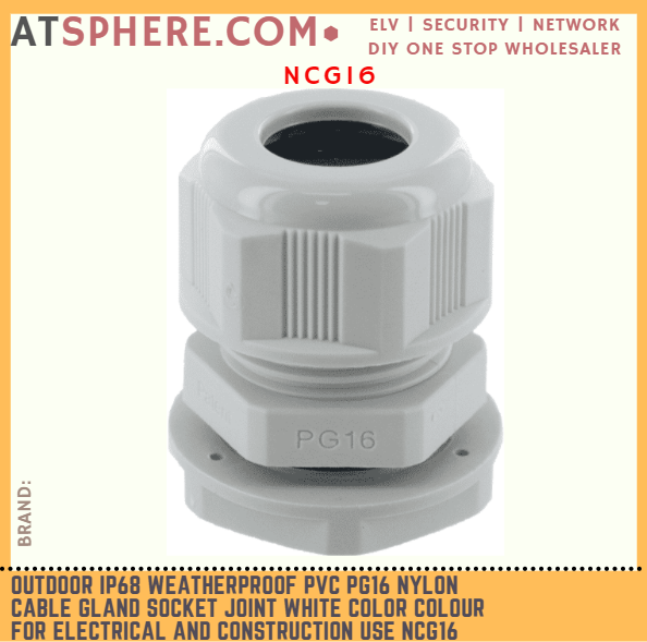 Outdoor IP68 Weatherproof PG16 Nylon Cable Gland Socket Joint White ...