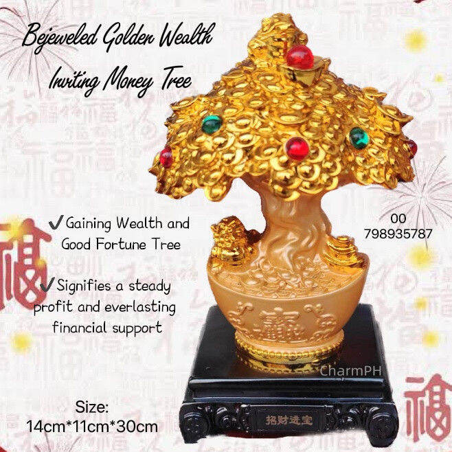 Fengshui Bejeweled Golden Wealth Inviting Money Tree | Lazada PH