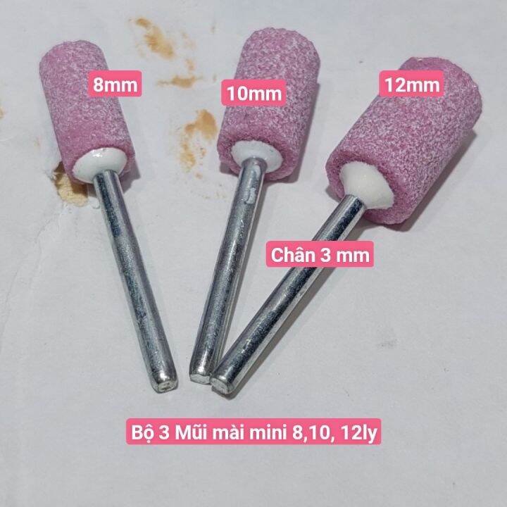 Bộ 3 cây đá carem mini mài đa năng 8 ly, 10 ly, 12 ly trụ 3ly gắn máy ...