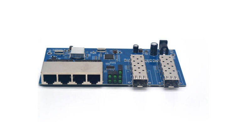 PCBA 101001000M 4 RJ45 and 2 Optical port Fiber Media Converter Gigabit ...