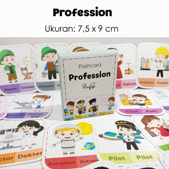Flashcard Profesi / kartu pintar anak / kartu flashcard pekerjaan ...