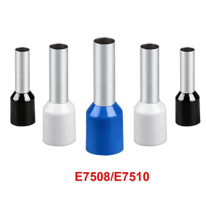 100pcs E7508 Tubular Wire Cold Pressure Connector Electrical Terminals Cable Crimps Wire ...