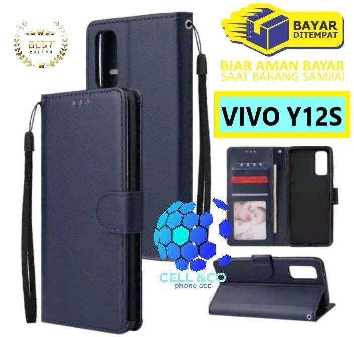 Flip cover VIVO Y12S Premium Leather Wallet sarung buku dompet model ...