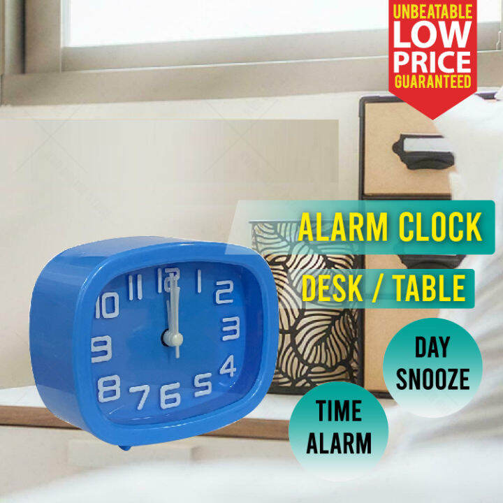 Plain Color Mini Mute Alarm Clocks Portable Analog Alarm Clock Bedside ...