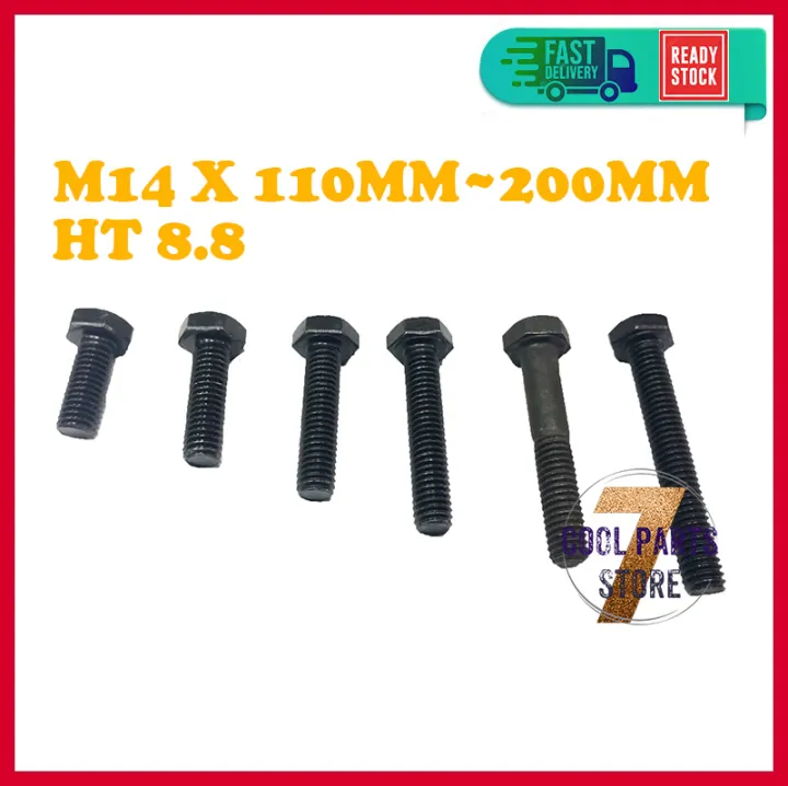 M14 Hex Bolt Skru M14 X 110MM~200MM High Tensile Bolt Hex Nut Washer Hexagon Screw - HT 8.8 | Lazada