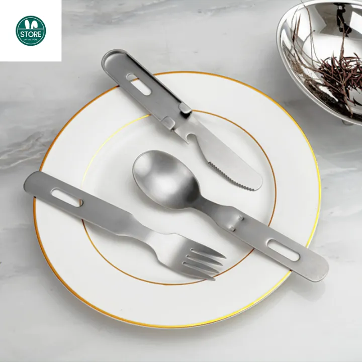 Stainless steel tableware set three piece portable tableware set ...