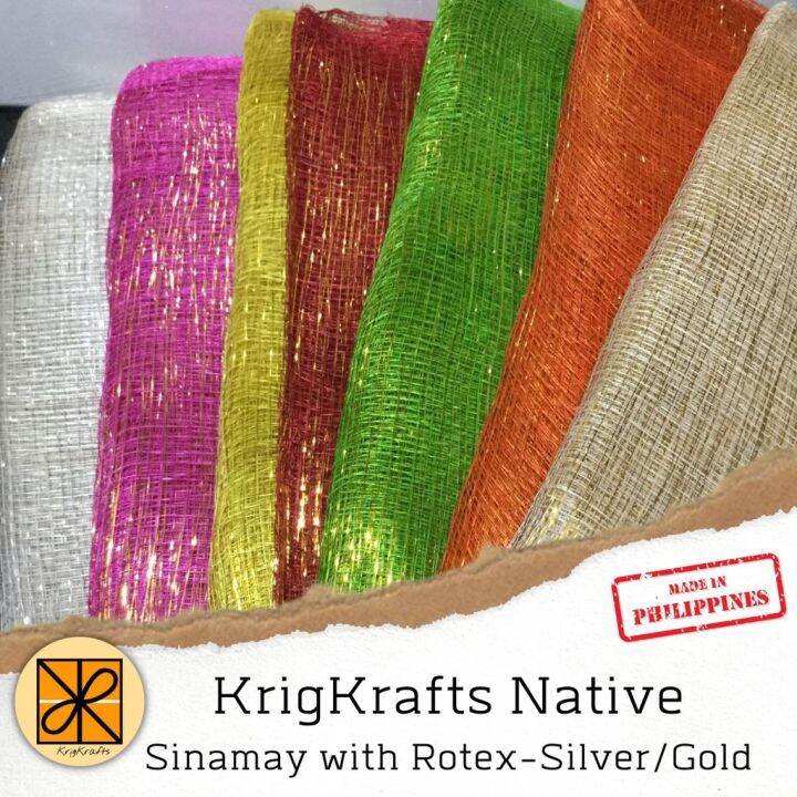 topftypnq KrigKrafts Sinamay Fiber Sheet with Gold Rotex per Yard ...