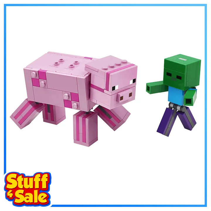 LEGO Minecraft Pig BigFig and Baby Zombie 21157 Cool Building Toy 159 ...