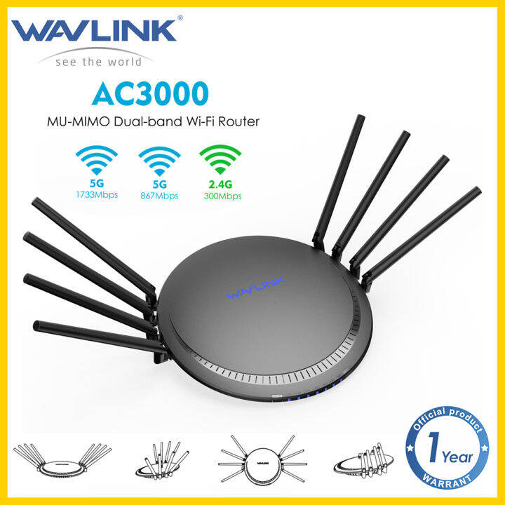 Wavlink AC3000 MU-MIMO Tri-Band Smart Wi-Fi Gigabit Router 3000Mbps (2 ...
