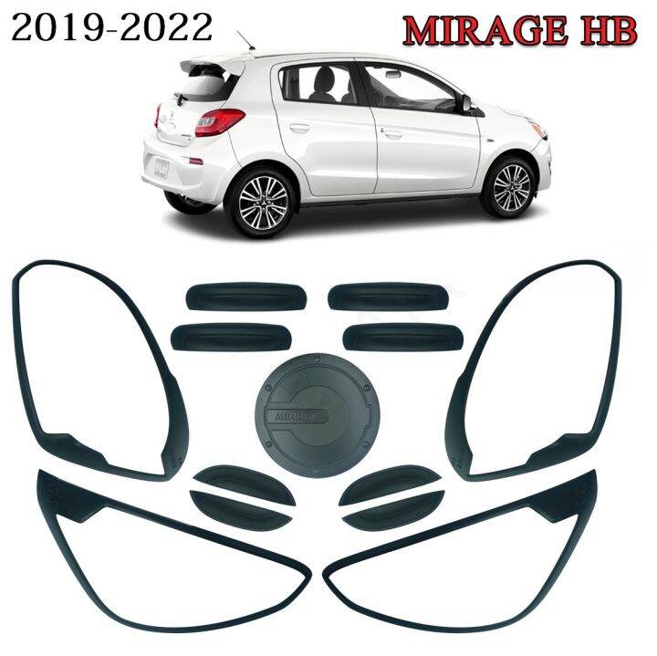 2019-2022 Mitsubishi Mirage Hatchback HB Garnish Set Combo Matte Black ...