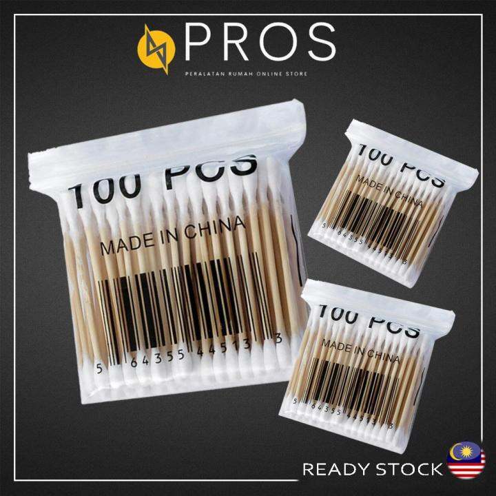 PROS Double-headed Bamboo Cotton Buds Cotton Tip Applicator Swabs ...