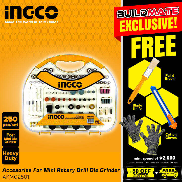 INGCO Accessories ONLY for Mini Drill 250PCS/SET AKMG2501 •BUILDMATE ...