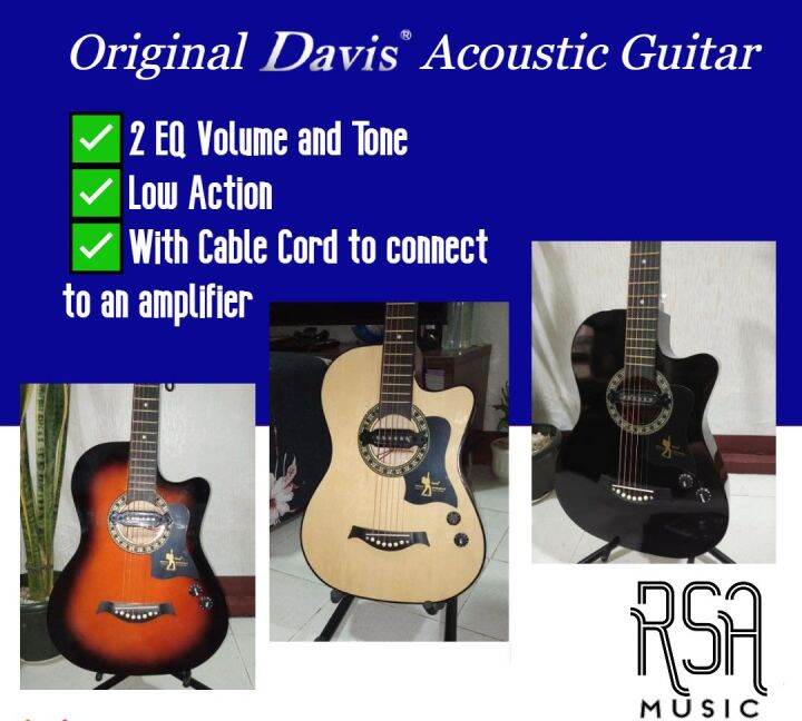 Original Davis Acoustic Guitar with Pick Up 2 EQ Low Action High ...