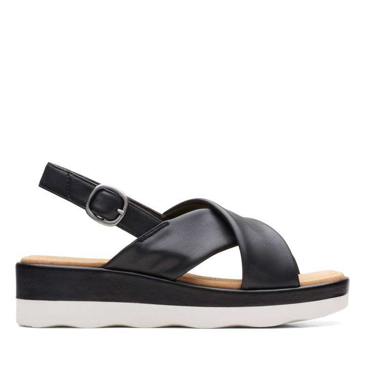Clarks Clara Cove Wedge Sandals Black | Lazada PH